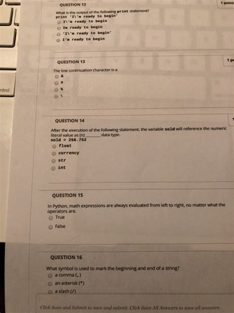 Solved 1 Points Question 12 Output Following Print Statement Print