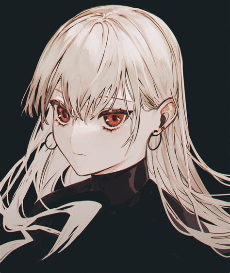 Safebooru 1girl Albino A1b1n0623 Black Background Blending