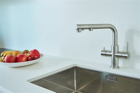 3 Way Kitchen Filter Tap In Solid Stainless Steel With Swivel Spout