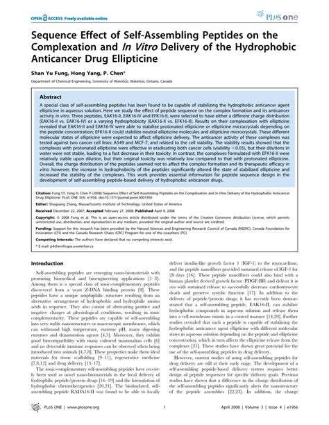 Pdf Sequence Effect Of Self Assembling Peptides On The Complexation