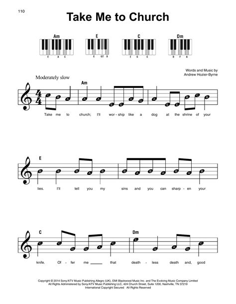 Sheet Music Take Me To Church Hozier