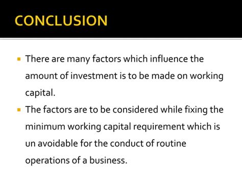 Factors Affecting Working Capital
