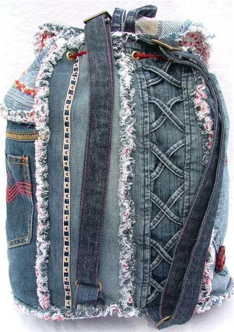 Denim Patchwork Backpack Denim Ideas Recycle Clothes Jeans Diy