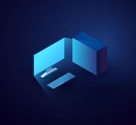 Premium Vector Computer Isometric Cloud Network Blue D Cloud Technology