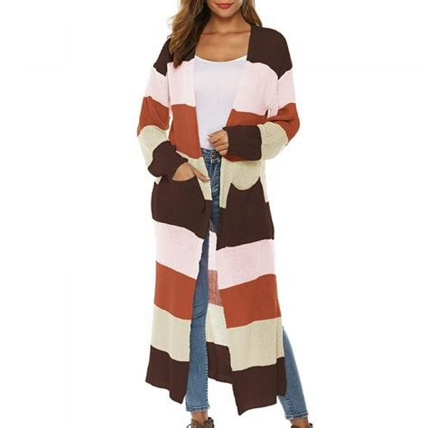 Women Full Length Thick Maxi Cardigan Duster Long Sleeve Open Front