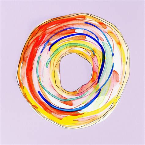 空中に浮かぶドーナツ、3d、パステル紫の背景