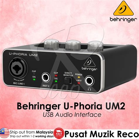 Behringer Um2 Um 2 Um 2 U Phoria Usb Audio Interface Um2 【ready Stock