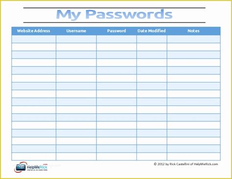 Free Password Keeper Template Printable Of 9 Sample Password Spreadsheet Templates Pdf Doc Excel
