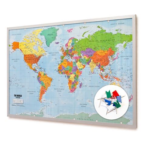 World Map Cork Memo Board Perfect For Pinning And Organizing