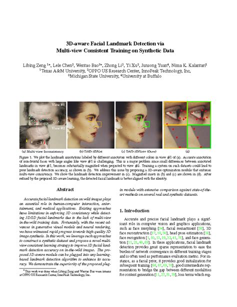 D Aware Facial Landmark Detection Via Multiview Consistent Training On