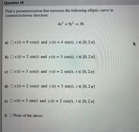 solved question 18 find a parameterization that traverses