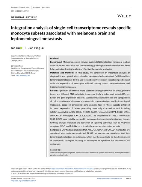 Pdf Integration Analysis Of Single‐cell Transcriptome Reveals