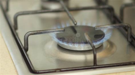 Burning Natural Gas Furnace One Natural Gas Furnace Is Open The