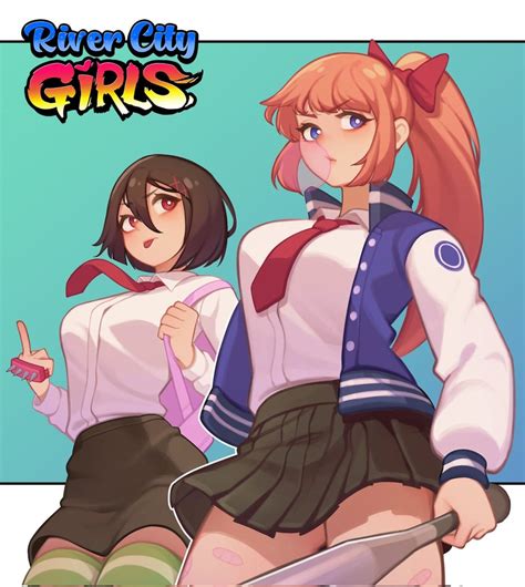 Kyoko And Misako Kunio Kun Series And 1 More Drawn By Bagjunba