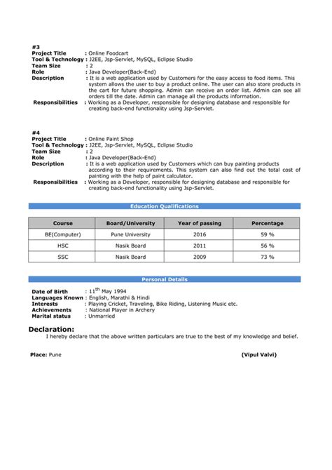 Cv Vipul Valvi Java Developer Pdf