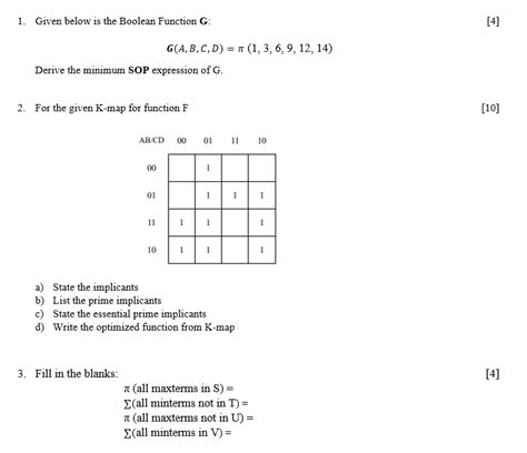 Solved Given Below Is The Boolean Function G Chegg
