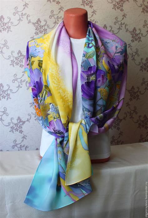 Шарфы и шарфики ручной работы Шелковый батик шарф Сиреневые маки Ольга Израйлева
