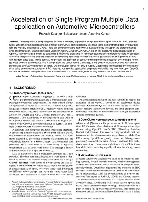 Pdf Acceleration Of Single Program Multiple Data Application On Automotive Microcontrollers