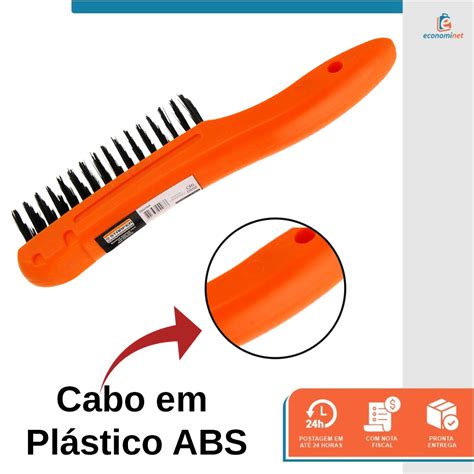 Escova de Aço Manual Cabo Plástico X Fileiras