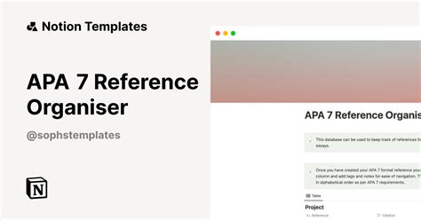 Apa Reference Organiser Template By Soph S Templates Notion Marketplace