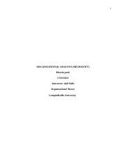 Microsoft Organizational Analysis ORGANIZATIONAL ANALYSIS MICROSOFT Docx Docx