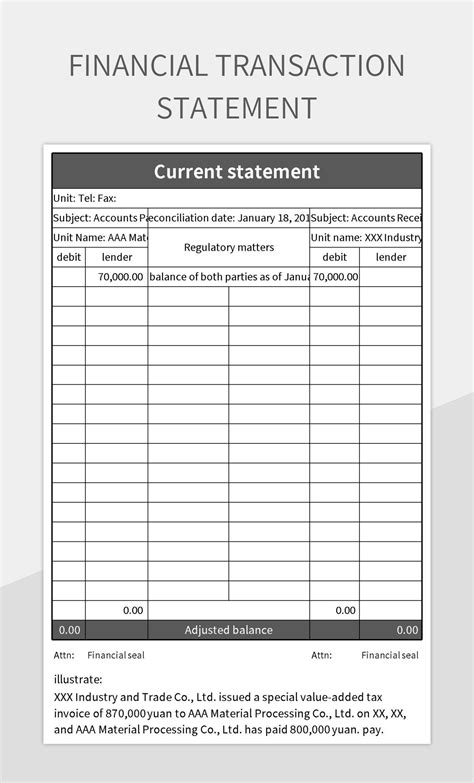 Free Financial Transaction Statement Templates For Google Sheets And