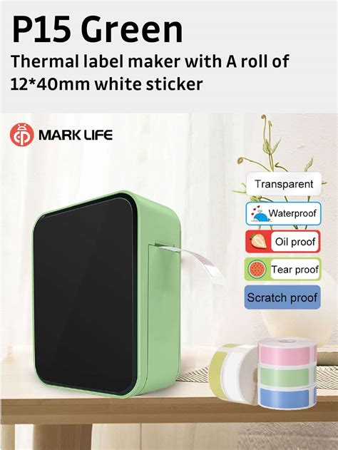 Marklife P15 Green Thermal Label Maker Machine Wireless Sticker