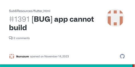 BUG App Cannot Build Issue 1391 Sub6Resources Flutter Html GitHub