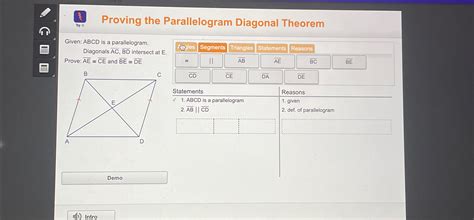 Solved Proving The Parallelogram Diagonal Theoremgiven Abcd