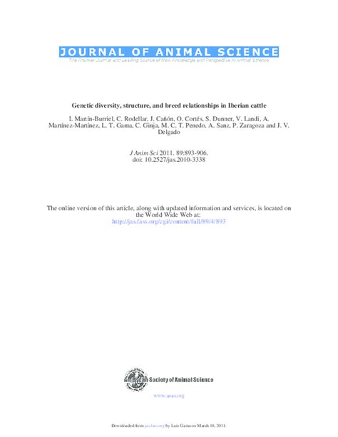 Pdf Genetic Diversity Structure And Breed Relationships In Iberian Cattle