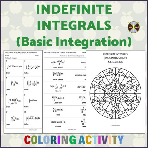 Calculus Indefinite Integrals Basic Integration Color By Code Teacher Professional
