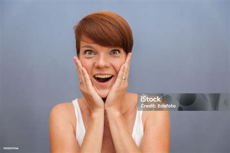 Young Beautiful Woman Anticipates Emotions Joy Sadness Excitement Fear