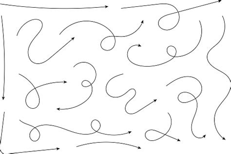 手描きの矢印手描きのフリーハンドのさまざまな曲線渦巻き状の矢印曲線の矢印線落書きスケッチスタイル孤立したベクトル図 いたずら書きのベクター