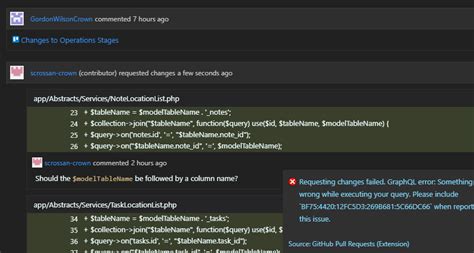 Requesting Changes Failed Issue Microsoft Vscode Pull Request Github GitHub