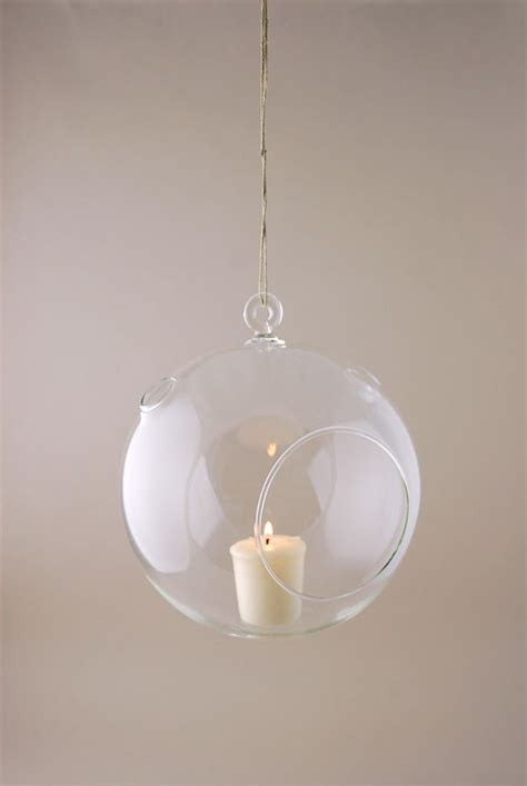 Hanging Glass Globes And Candle Holder 7in Hanging Candle Holder