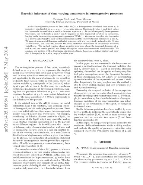 pdf bayesian inference of time varying parameters in autoregressive