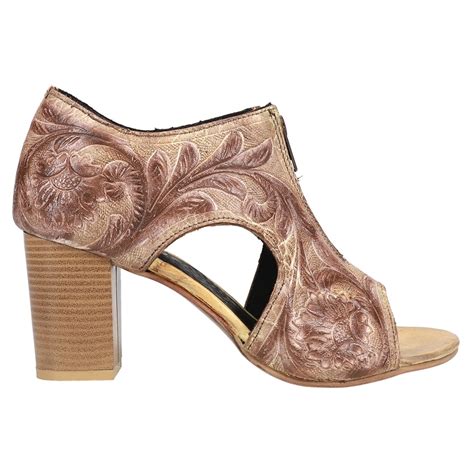 Roper Womens Mika Floral Embossed Open Toe Shooties Pumps Dress Casual