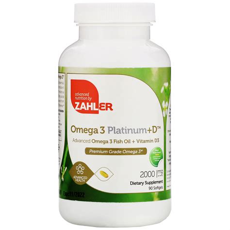 Zahler Omega 3 Platinum D Advanced Omega 3 With Vitamin D3 2 000 Mg