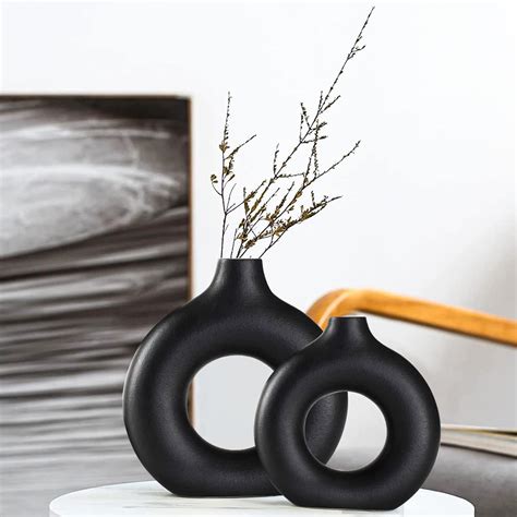 Amazon de Keramik Vase Schwarze Set of Blumenvasen aus Keramik für Wohnungsdeko