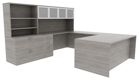 Sienna Mahogany U Shaped Desk With Hutch Amber By Cherryman