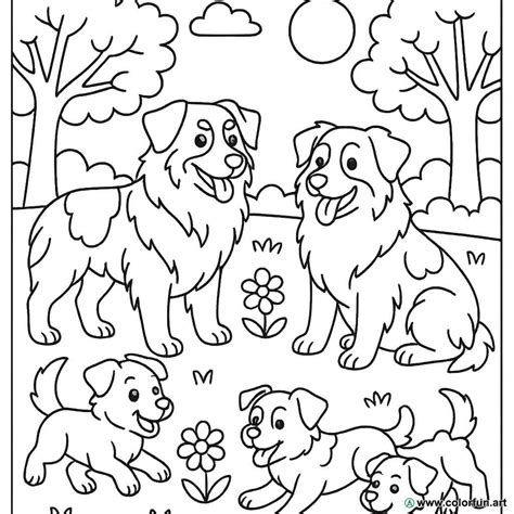 Dibujo Para Colorear Del Pastor Australiano En Familia Descargar O