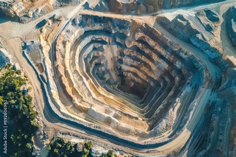 Aerial View Of A Massive Iron Ore Quarry Used For Steel Production With