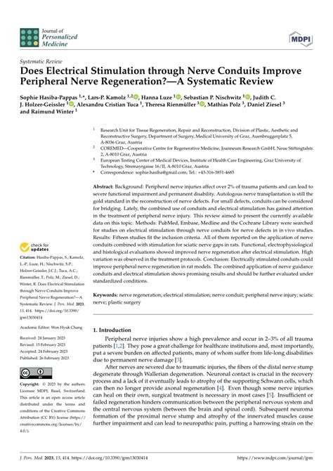 Pdf Does Electrical Stimulation Through Nerve Conduits Improve Peripheral Nerve Regeneration