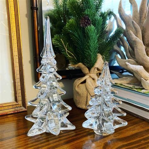 Vintage Crystal Clear Hand Blown Art Glass Pine Tree Blown Glass