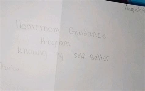 Homeroom Guidance Pcgram Khowing Y Self StudyX