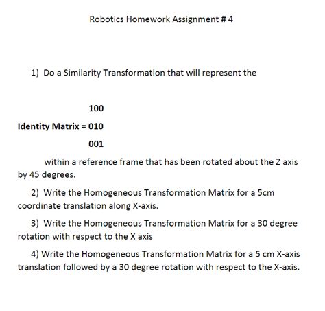 robotics homework assignment 4 1 do a similarity