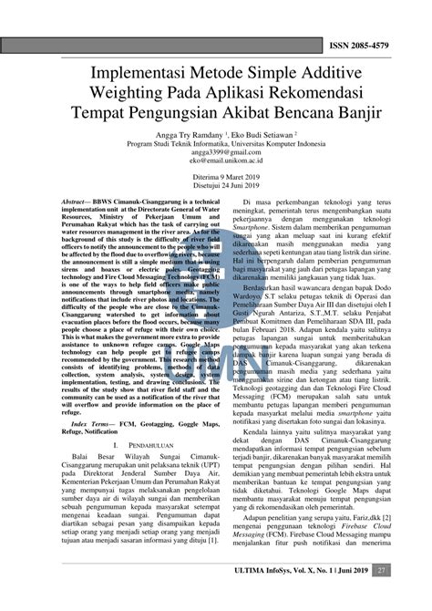 Pdf Implementasi Metode Simple Additive Weighting Pada Aplikasi