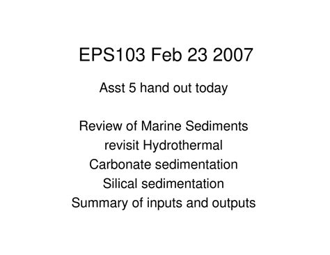 Review Of The Marine Sediments Lecture Slides Eps 103 Docsity