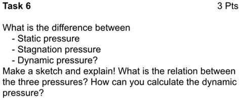 SOLVED Task Pts What Is The Difference Between Static Pressure Stagnation Pressure