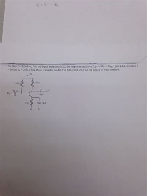 Solved For The Circuit Below Find The Input Impedance Z I Chegg